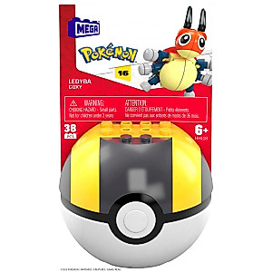 Mega Pokemon Ledyba Building Set with 38 Compatible Bricks and Pieces and Poke Ball, Toy Gift Set for Ages 6 and up
