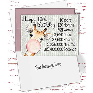Audacious Cards 10th Birthday Card - Birthday Card Years, Months, Weeks, Days, Hours, Cute Card for 10 Year Old