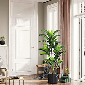 VIAGDO Dracaena Silk Plant Artificial 4ft Faux House Plants Evergreen Dracaena Marginata Fake Yucca Palm Trees in Pot Realistic Dragon Tree for Living Room Home Office Decor Indoor Outdoor