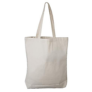 Sturdy Canvas Wholesale Tote Bags with Bottom Gusset 15"W x 16"H x 3"G Blank Totes Great for DIY Painting Printing Embroidery