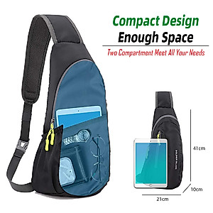 Gisdanchz Sling Bags for Men Water-proof, Lightweight Sports Sling Backpack Small Rucksack for Men Women Cross Body Chest One Strap Shoulder Bags Personal Pocket Small Travel Bag for Gym Sport, Black