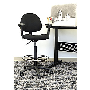 Boss Office Products Ergonomic Works Drafting Chair with Adjustable Arms in Black, 250
