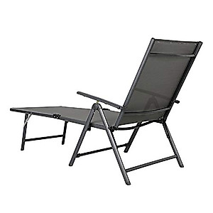 Nuu Garden Folding Chaise Lounge Chairs for Outside, Beach Chair Lounge Chair with Steel Frame and Breathable Textile Fabric for Beach, Yard, Pool and Patio, Grey