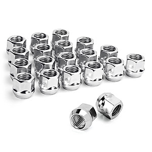 Dynofit 12X1.5 Open End Lug Nuts For Honda Civic Corolla Sienna Colorado S10, 20pcs 12mmx1.5 Aftermarket Open Nuts Compatible With Ford Escape Focus Grand Caravan, Galvanize Alloy Steel Wheel Lug Nuts
