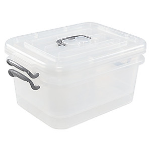 Zopnny 2-Pack Plastic Storage Latch Box, Clear Containers with Lids, 8 L