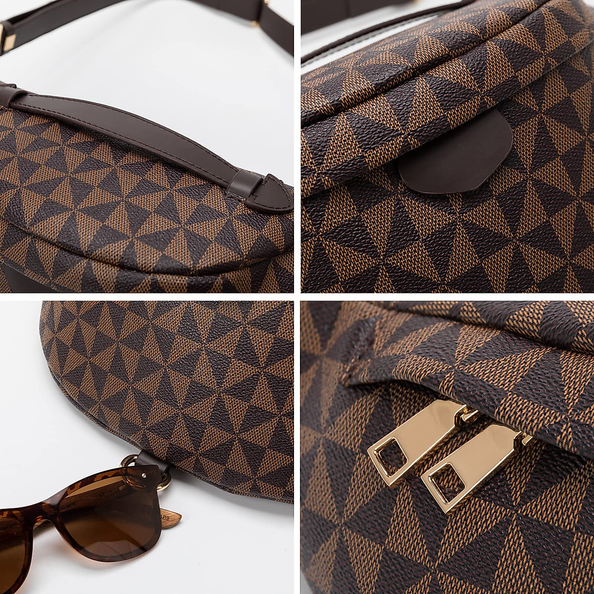 chest bag for Women fashion trend waist bag crossbody bag large capacity printing small backpack supermarket cashier bag (Brown2)