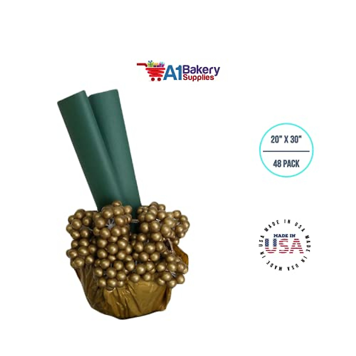 A1 Bakery Supplies Forest Green Gift Wrap Tissue Paper 20 Inch X 30 Inch - 48 Sheets Premium tissue paper