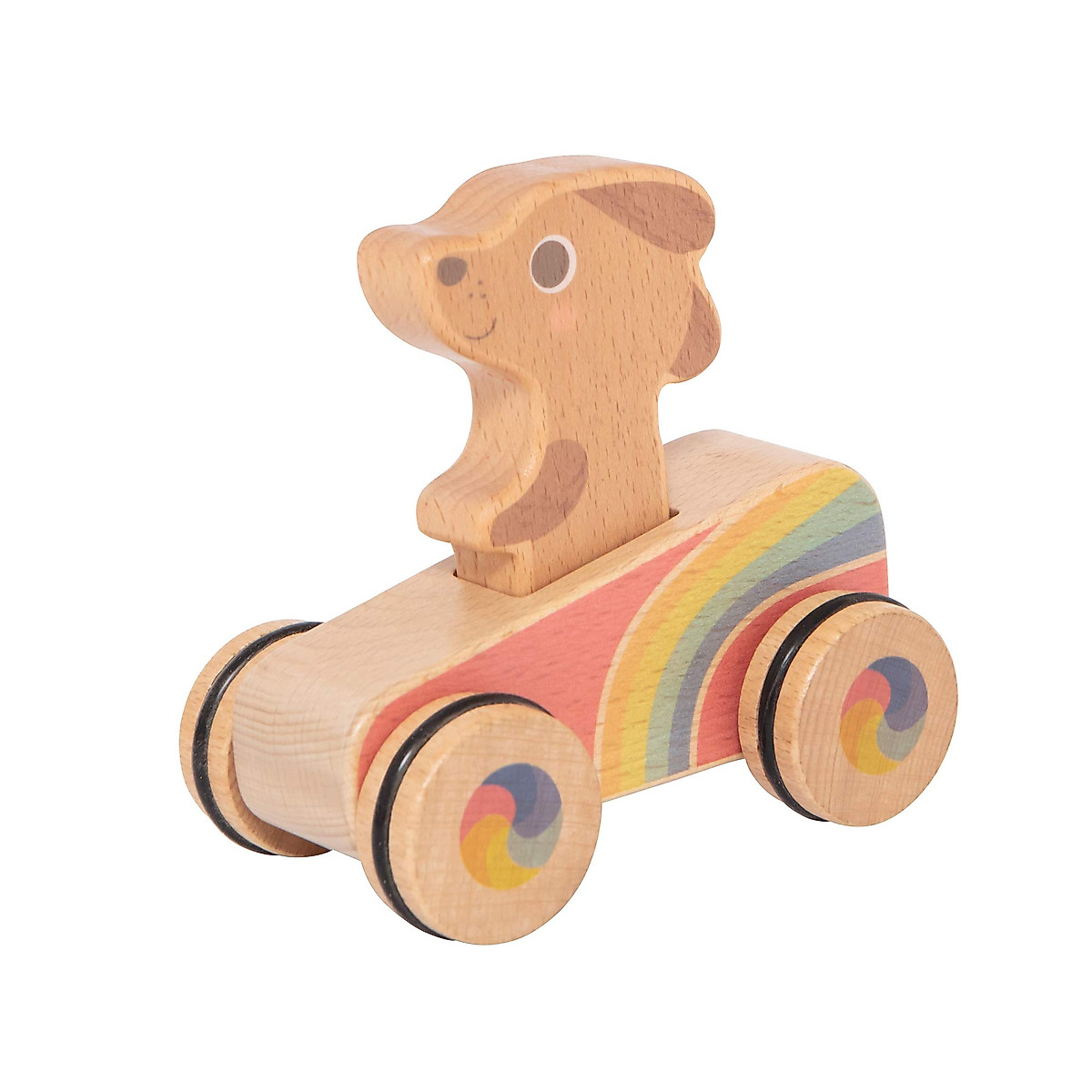 Tiger Tribe Rainbow Roller Dash Hound Rolling Wooden Car with Soft Grip Wheels - Ages 12 mo+ - 91002