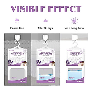 CANAGER Hanging Moisture Absorber, Lavender Vanilla Moistureproof Hanging Bag, Dehumidifier Bag (8 packs) Hanging Closet Dehumidifier Bags, Moisture Absorb 12.5 oz.