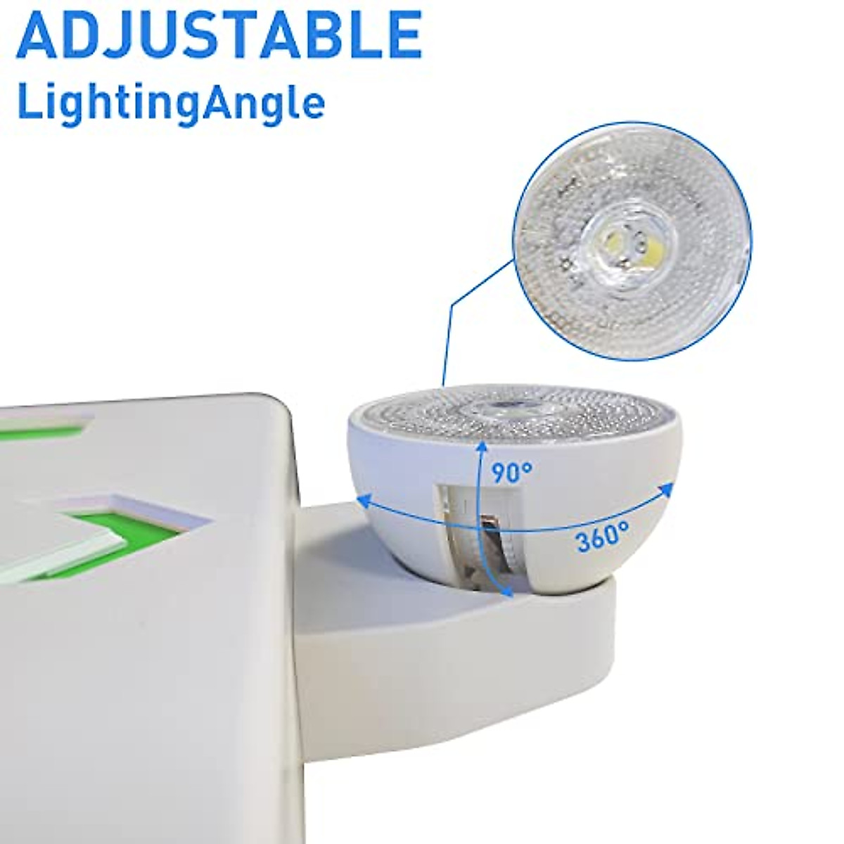 OSTEK Green Exit Sign with Emergency Exit Lights, 2 Adjustable Head Lights, Double Face and 90min Long Backup Battery, ABS Fire Safety Emergency Exit Light (UL Certified 120-277V)(UL 94V-0)