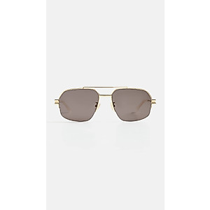 Bottega Veneta Women's Pilot Sunglasses, Gold-Gold-Grey, One Size