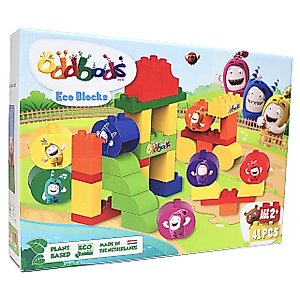 ODDBODS Eco Blocks, Sugarcane Plant-Based Building Block Toys for Toddlers and Preschool Kids, Compatible with Other Building Block Toys, Multicolor, 41 Piece Starter Set