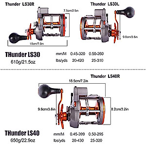 Sougayilang Line Counter Trolling Reel Conventional Level Wind Fishing Reel-Thunder LS II 3000R-Right Handed