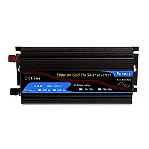 Encocy 500w Solar Panel on Grid Inverter DC11-28v to AC90-130v Converter (DC11-28v, Black)