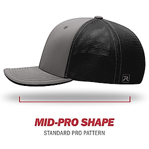 Richardson Unisex 172 Trucker Pulse Sportmesh R-Flex Baseball Cap, Split Charcoal/Black, Large/X-Large