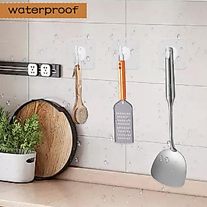 Molain 60Pcs Clear Adhesive Hooks for Hanging, Transparent Reusable Heavy Duty Wall Hooks Small Acrylic Sticky Hangers with Non Marking Sticker for Home Kitchen Bathroom Office Use