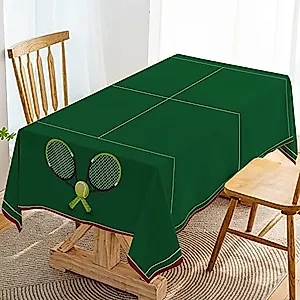 Hafangry Tennis Court Tablecloth Tennis Themed Birthday Party Decoration Indoor Outdoor Table Cover Home Dining Room Kitchen Table Decor-60×84inch
