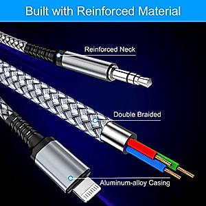 BASESAILOR Lightning to 3.5mm Aux Cord 4FT,Apple MFI Certified 1/8 Inch Headphone Jack Adapter,Auxiliary Audio Cable for iPhone 11 12 13 14 Mini Pro Max,7 8 Plus SE 3 2022,XR XS,X,Car Stereo,Speaker