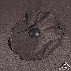 CASAINC 15 FT Patio Umbrella with Base Double-Sided Extra Large Outdoor Umbrella Market Rectangular Twin Umbrella w/Crank for Garden Deck Lawn Pool Backyard-Coffee (without Lights)