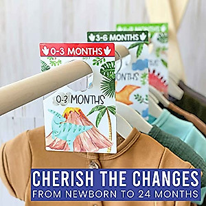 6 Baby Closet Size Dividers Boy - Dinosaur Baby Closet Dividers by Month, Baby Closet Organizer for Nursery Organization, Baby Essentials for Newborn Essentials Baby Boy, Nursery Closet Dividers Boy