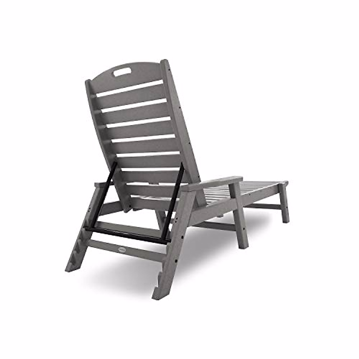 POLYWOOD NCC2280GY Nautical Arms Chaise, Slate Grey & AD4030GY Classic Outdoor Adirondack Chair, Slate Grey