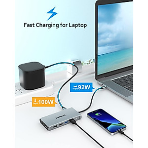 SUTOUG 12 in 1 USB C Hub, Docking Station, Triple Displays Laptop Docking Station for MacBook Pro and Windows(2 HDMI, DP, 100W PD, SD/TF Card Reader, 3 USB 3.0 Ports), MAC OS only Support Mirror Mode