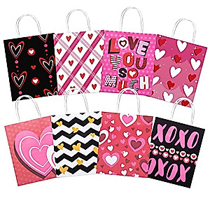 JOYIN 48 PCs Valentine's Day Red Pink Gift Bags with Handle 7.2x9 inch, Paper Wrapping Kraft Bags for Funny Gifts Novelty Gifts Valentines Day Gift Bags Giving