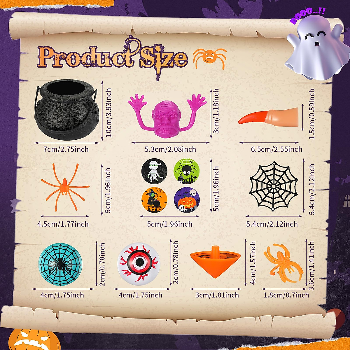 Jerify 480 Pieces Halloween Party Favors 50 Pack Prefilled Small Witch Cauldron Halloween Toys Bulk Halloween Goodie Fillers Halloween Prizes Gifts for Trick or Treat