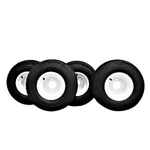 Antego Tire & Wheel 18x8.50-8 Tires on 8x7 Steel Wheels White Assemblies for Golf Carts and Lawn Mowers (Set of 4)