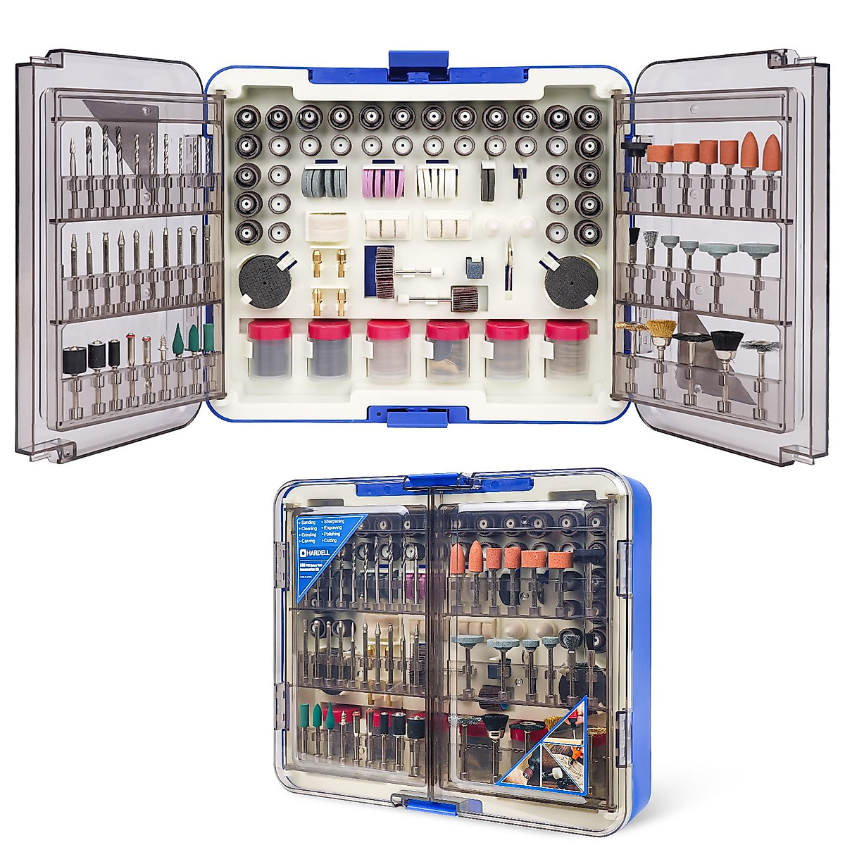HARDELL Rotary Tool Accessories, Fits Dremel Rotary Tool, 508PCS Power Rotary Tool Bits with 1/8"(3.2mm) Diameter Shanks, Universal Fitment for Sanding, Drilling, Polishing, Carving, Polishing