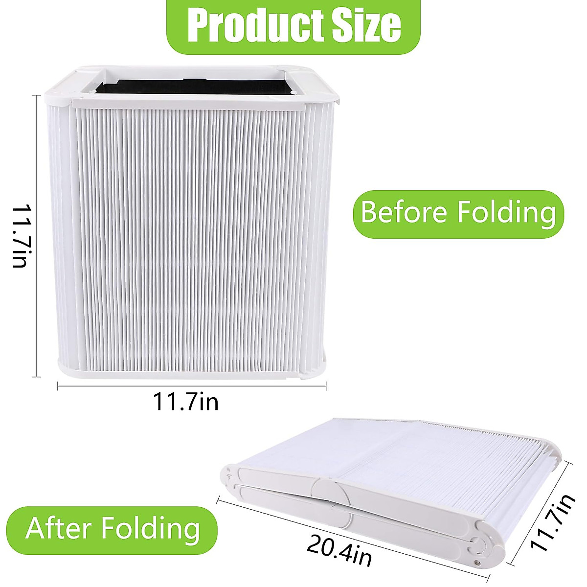 Aunifun 211+ Replacement Filter for Blueair Blue Pure 211+, Particle and Activated Carbon Filter, Foldable