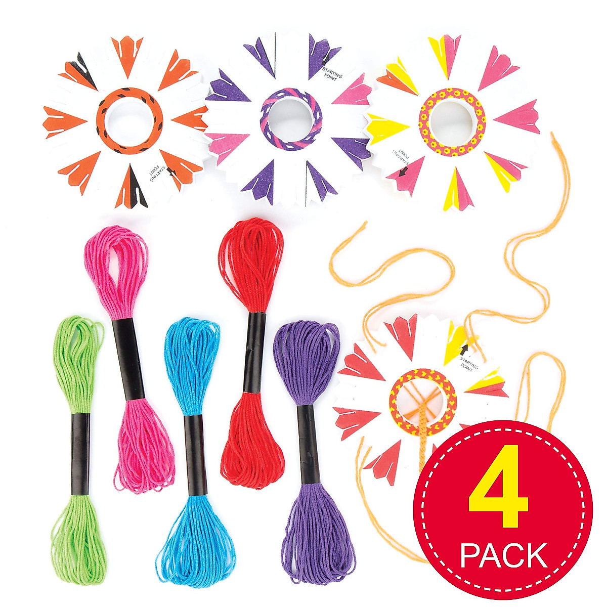 Baker Ross - AV207 Make Your Own Braided Friendship Bracelets - Creative Craft Kits for Kids to Design Make & Give as Gift (Pack of 4), 9.5cm, Assorted