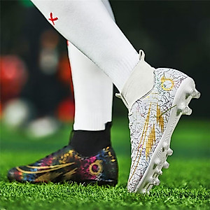 Mikrydco Women Soccer Cleats Mens Football Boots Professional High-Top Turf Shoes Big Boys Girls Sneakers Outdoor Indoor Competition Training