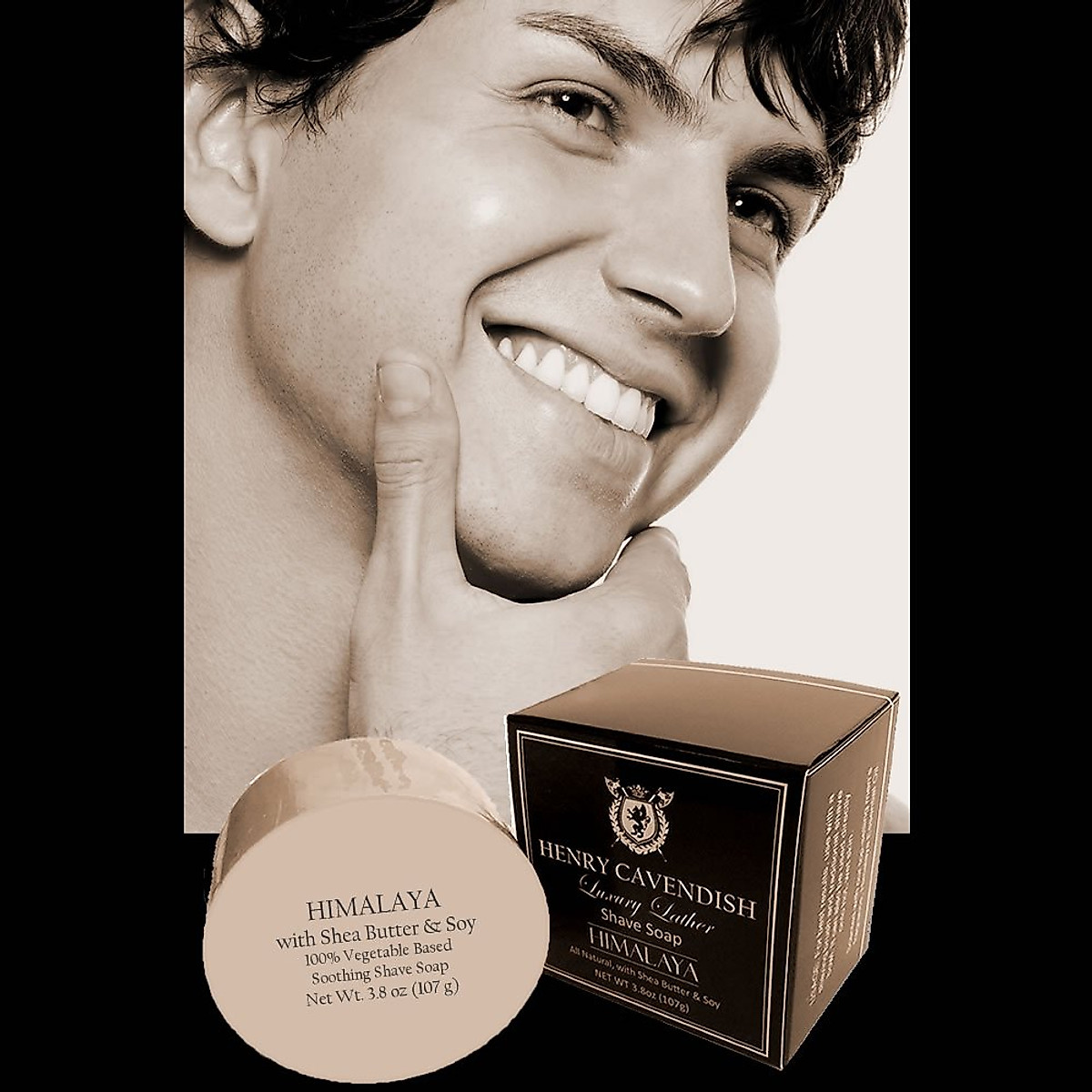 Henry Cavendish Himalaya Shaving Kit with - Shaving Soap with Shea Butter & Coconut Oil. Long Lasting 3.8 oz Puck Refill, plus Gentleman's Stainless Steel Shaving Soap Bowl.