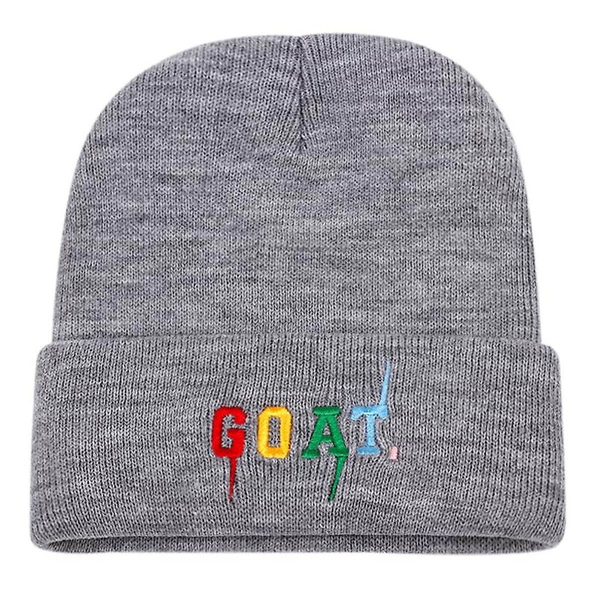 KDAND Goat Beanie Hat Winter Warm Letter Knitted Caps for Men Women Gray