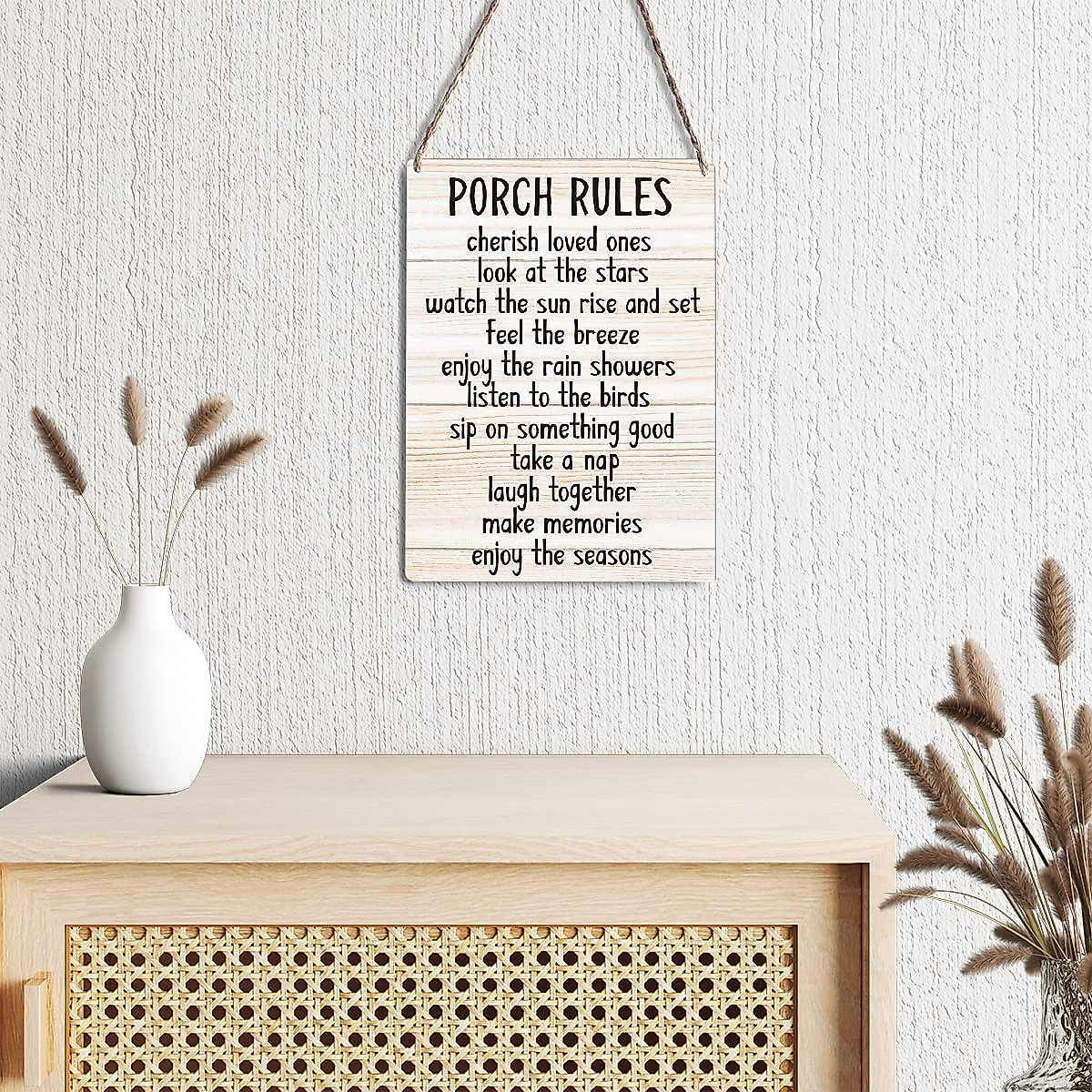 Farmhouse Porch Rules Wooden Sign Wall Decor Rustic Porch Quote Wood Plaque Hanging Sign Decoration for Home Door 8"x10"