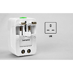 T POWER - Universal World Wide Travel Plug Adapter - White Electronics Worldwide AC Outlet Plugs Adapters for Europe, UK, US, AU, Asia-Blue