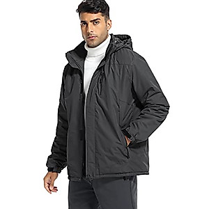 Purltoan Rain Jacket Men Winter Mountain Snow Skiing Raincoats Windproof Water Resistant Soft Shell Fleece Tactical Coat Darkgrey 3XL