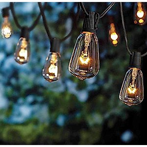 Couah Outdoor Patio String Lights,10Ft Edison Bulb String Lights for Patio Garden Porch Backyard Party Deck Yard(Plus 1 Extra Bulbs)-Black