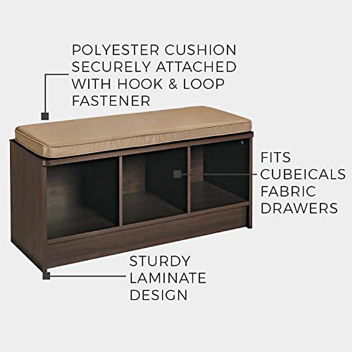 ClosetMaid 1570 Cubeicals 3-Cube Storage Bench, Espresso