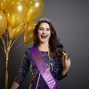 CIEHER BIirthday Sash Queen Crown Kit,Birthday Decorations,Birthday Crowns for Women Girls,Happy Birthday Tiara,Birthday Crown and Sash