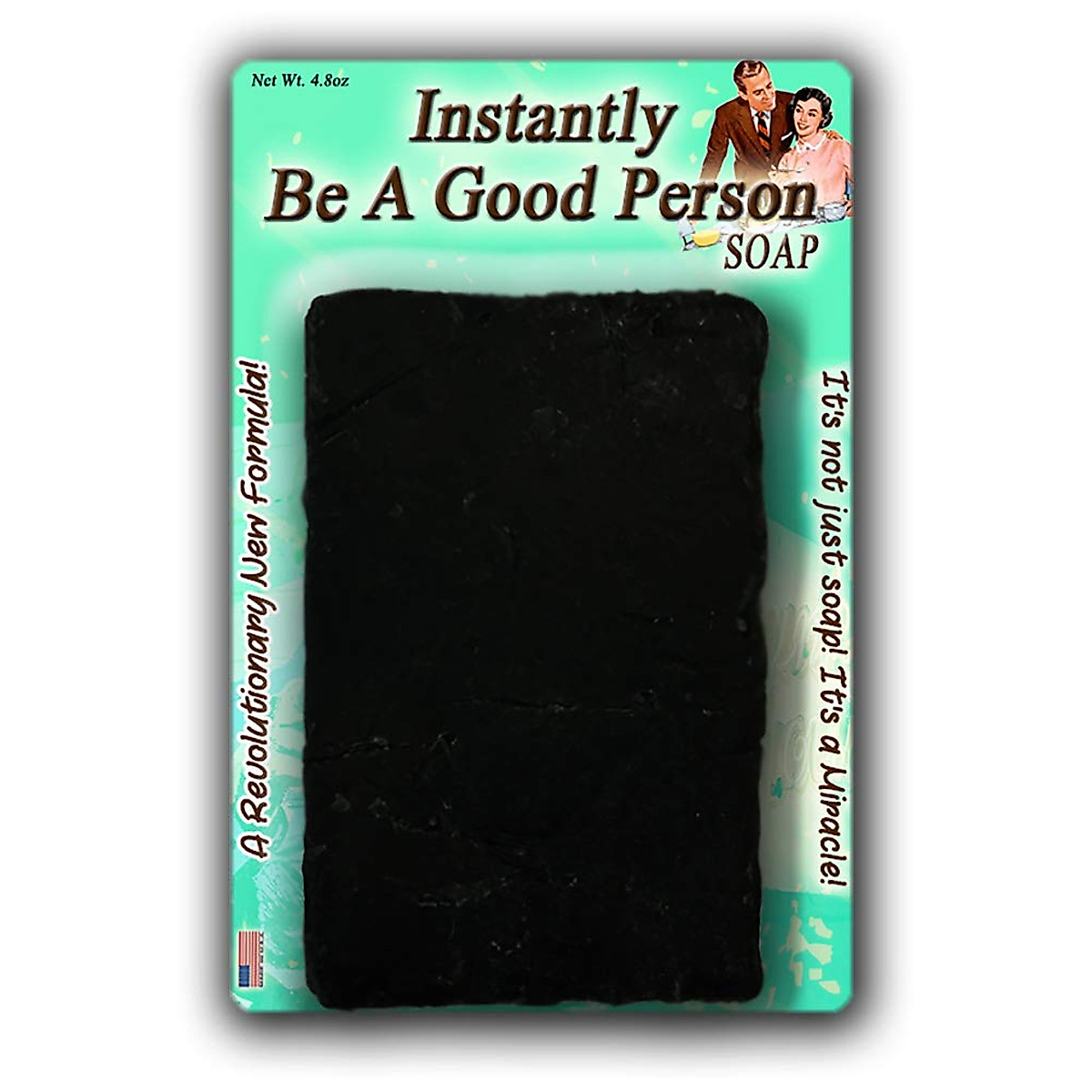 Instantly Be A Good Person Soap Black Bath Soap Pine Tar Scent Funny Vintage Gags for Women Men Novelty Soaps Unisex Secret Santa White Elephant Stocking Stuffers for Men Pine Tar Soap