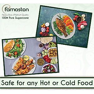 FAMASTON 100 pack Oval Paper Plates 12 inch 100% Compostable Heavy-Duty disposable extra large platters thanksgiving dinner party bulk 12" biodegradable platos - White