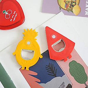 Refrigerator Magnet Silicone Metal Bottle Opener for Beer Coke Bartender Kitchen Barware Metal Novelty Cute Fun Shape (Pineapple)