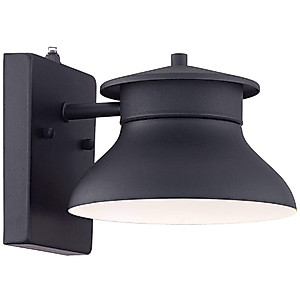 John Timberland Danbury Farmhouse Industrial Rustic Outdoor Barn Light Fixture Black LED Dusk to Dawn 6" for Exterior Deck House Porch Yard Patio Outside Garage Front Door Garden Home Roof