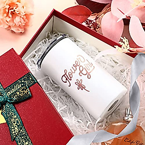 Yungyan Flower Girl Gift Flower Girl Proposal Gift Flower Girl Cup Water Bottle with Straw Cleaning Brush Ribbon Kids Tumbler for Wedding Party Gift from Bride (White, 1 Set)