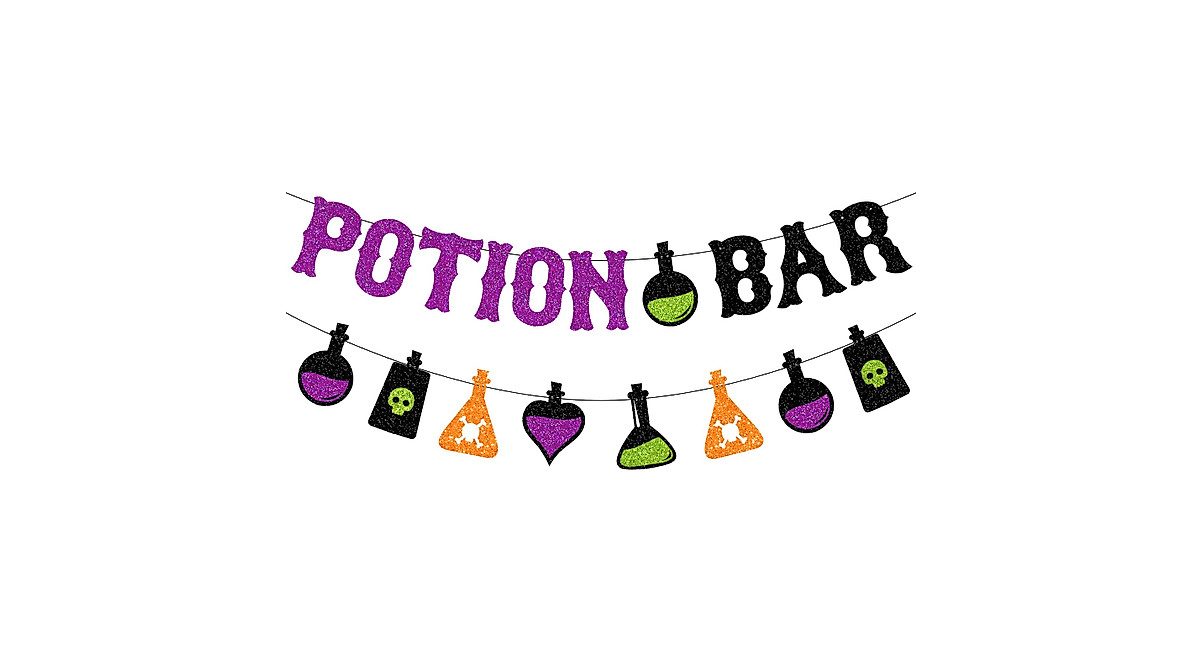 JOZON Glittery Potion Bar Banner for Halloween Parties