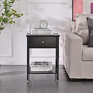 Ganflis Night Stands for bedrooms,Bed Side Table with Drawer,Modern nightstand,end Table for Living Room Decor,Coffee Table Decor, Bedroom Furniture,X-Shape,Black