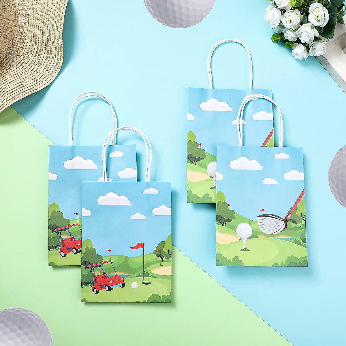 Sinmoe Golf Party Gift Goodie Treat Candy Favor Bags Golf Themed Birthday Party Gift Supplies Paper Bags Decorations Favors(36 Pcs)