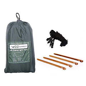 DD Hammocks Superlight Tarp (Olive Green) - 100% Waterproof - Ripstop Nylon Compact Ultralight & Multifunctional Rainfly Tarp Tent Shelter for Camping Backpacking & Hiking Adventure